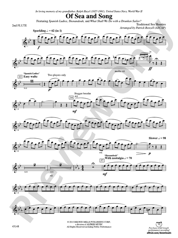 Of Sea and Song: 2nd Flute: 2nd Flute Part - Digital Sheet Music Download
