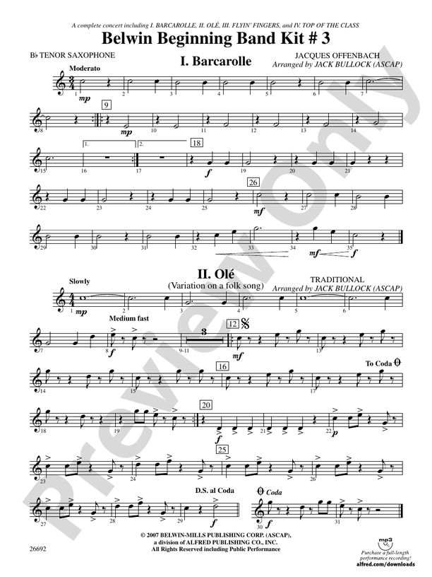 Belwin Beginning Band Kit #3: B-flat Tenor Saxophone: B-flat Tenor ...
