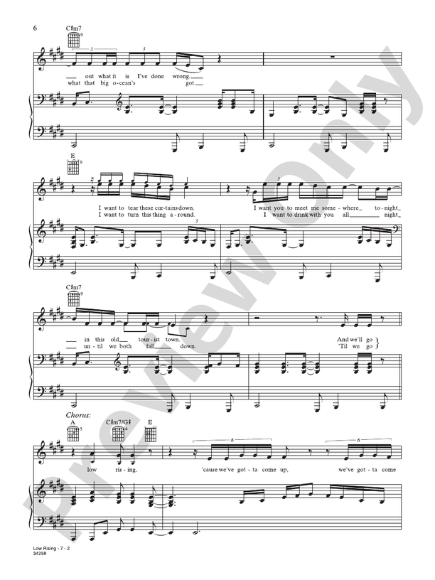 Low Rising: Piano/Vocal/Chords: Swell Season - Digital Sheet Music Download