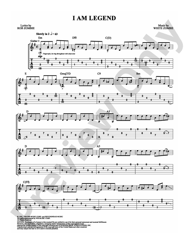 I Am Legend: Guitar TAB: White Zombie - Digital Sheet Music Download