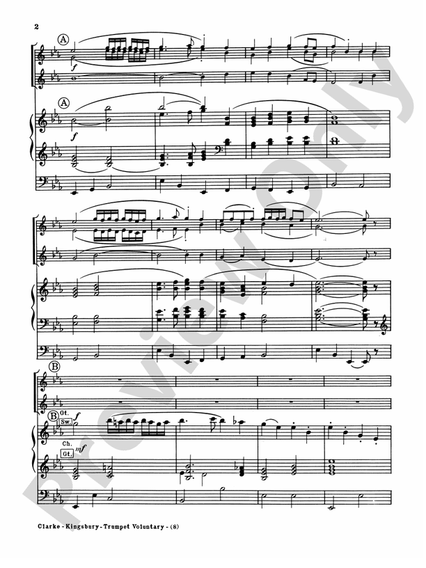 Trumpet Voluntary: Score: Organ Score - Digital Sheet Music Download