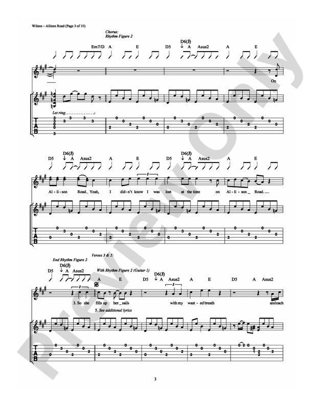 Allison Road: Guitar TAB: Gin Blossoms - Digital Sheet Music Download