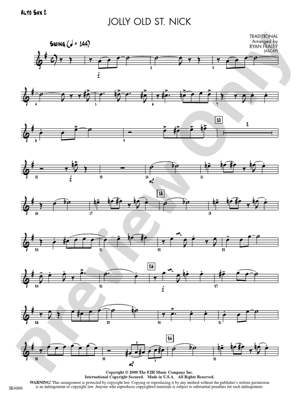 Jolly Old St. Nick: Alto Sax 2: Alto Sax 2 Part - Digital Sheet Music ...