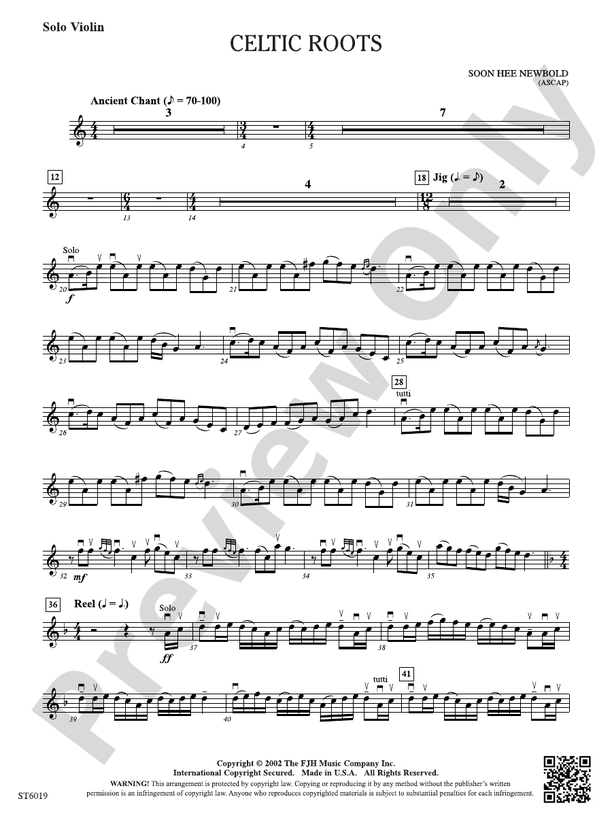 Celtic Roots: Solo Violin: Solo Violin Part: Soon Hee Newbold - Digital Sheet Music Download