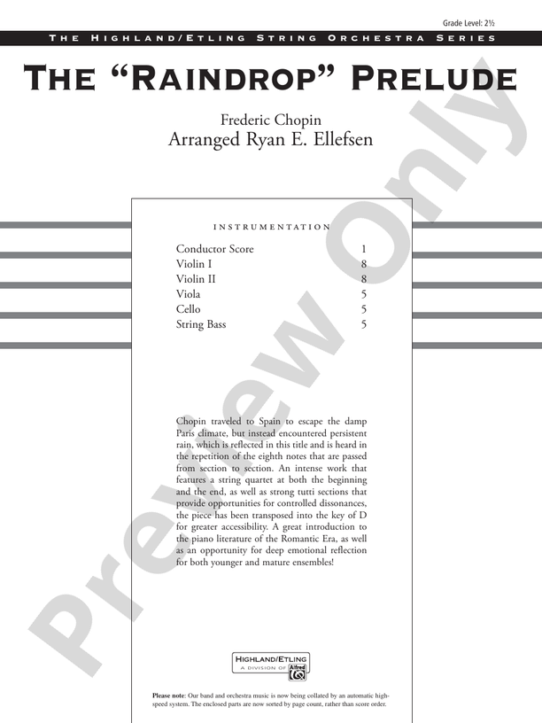 The "Raindrop" Prelude: Score: String Orchestra Score - Digital Sheet ...
