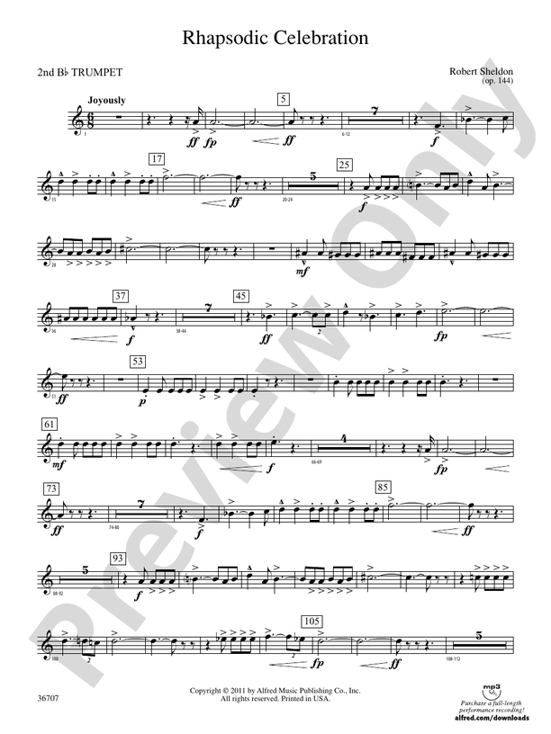 Rhapsodic Celebration: 2nd B-flat Trumpet: 2nd B-flat Trumpet Part ...