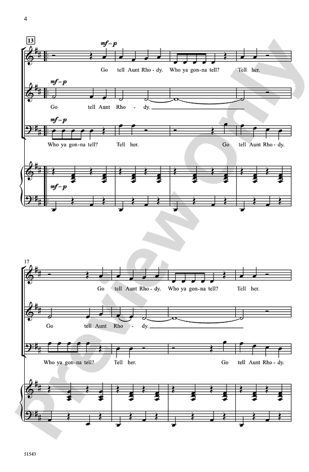 Go Tell Aunt Rhody: SAB Choral Octavo - Digital Sheet Music Download