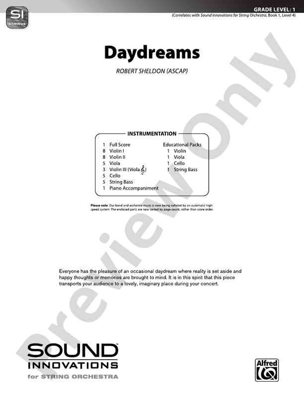 Daydreams: String Orchestra Conductor Score & Parts: Robert Sheldon ...