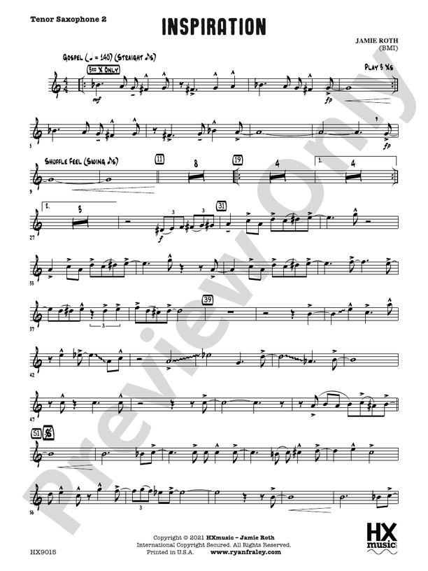 Inspiration: B-flat Tenor Saxophone 2: B-flat Tenor Saxophone 2 Part ...