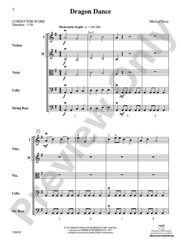 Dragon Dance: String Orchestra Conductor Score & Parts: Michael Story ...