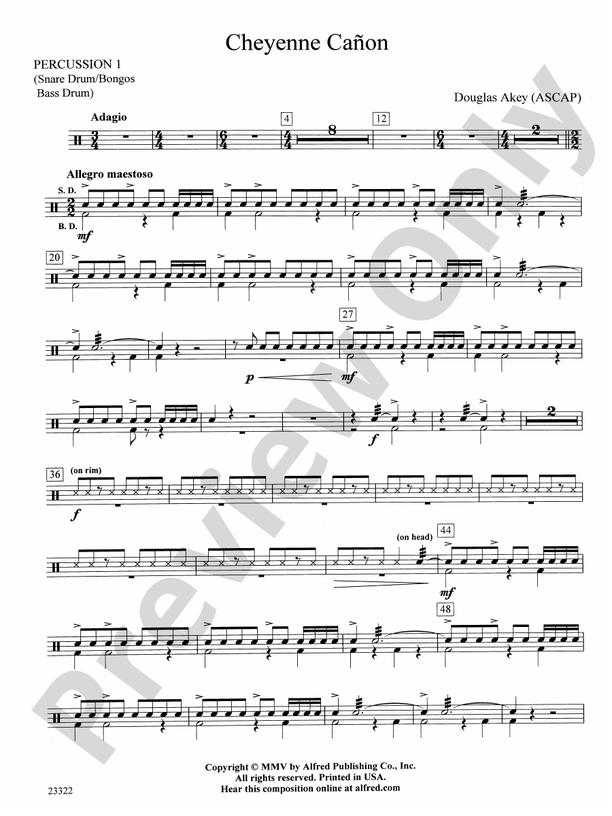Cheyenne Cañon: 1st Percussion: 1st Percussion Part - Digital Sheet ...