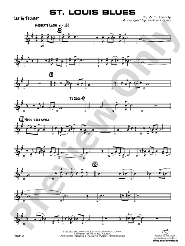 St. Louis Blues: 1st B-flat Trumpet: 1st B-flat Trumpet Part - Digital ...