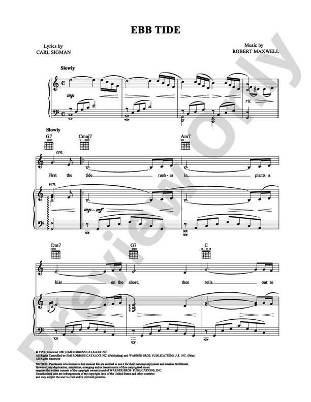 Ebb Tide: Piano/Vocal/Chords: Robert Maxwell - Digital Sheet Music Download