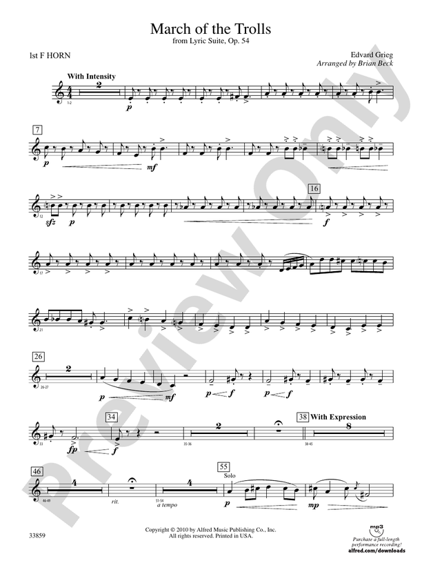 March of the Trolls: 1st F Horn: 1st F Horn Part - Digital Sheet Music ...
