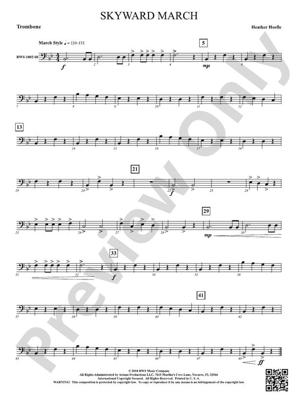 Skyward March: 1st Trombone: 1st Trombone Part: Heather Hoefle - Digital Sheet Music Download