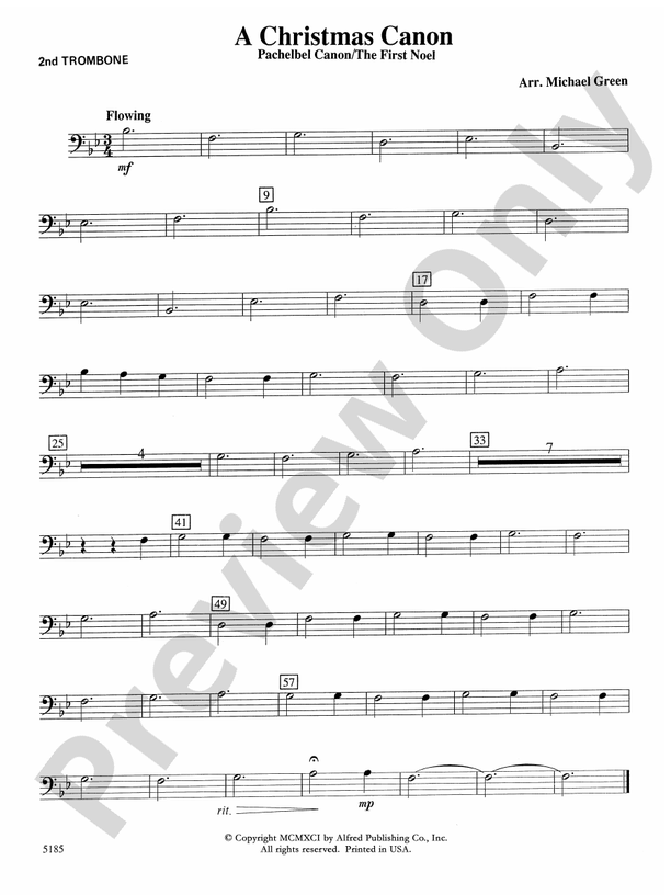 A Christmas Canon (Pachelbel Canon / The First Noel): 2nd Trombone: 2nd Trombone Part - Digital ...