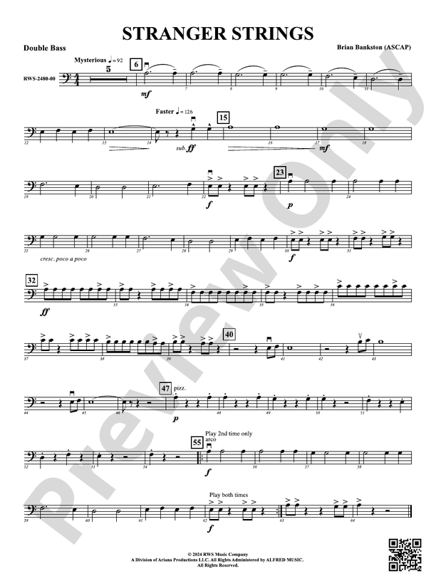Stranger Strings: String Bass: String Bass Part: Brian Bankston - Digital Sheet Music Download