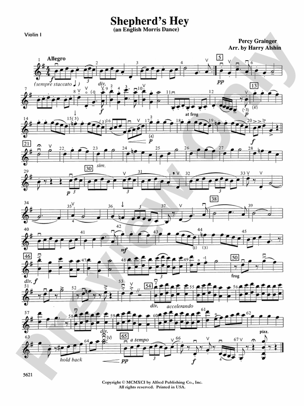 Shepherds Hey (an English Morris Dance): 1st Violin: 1st Violin Part ...