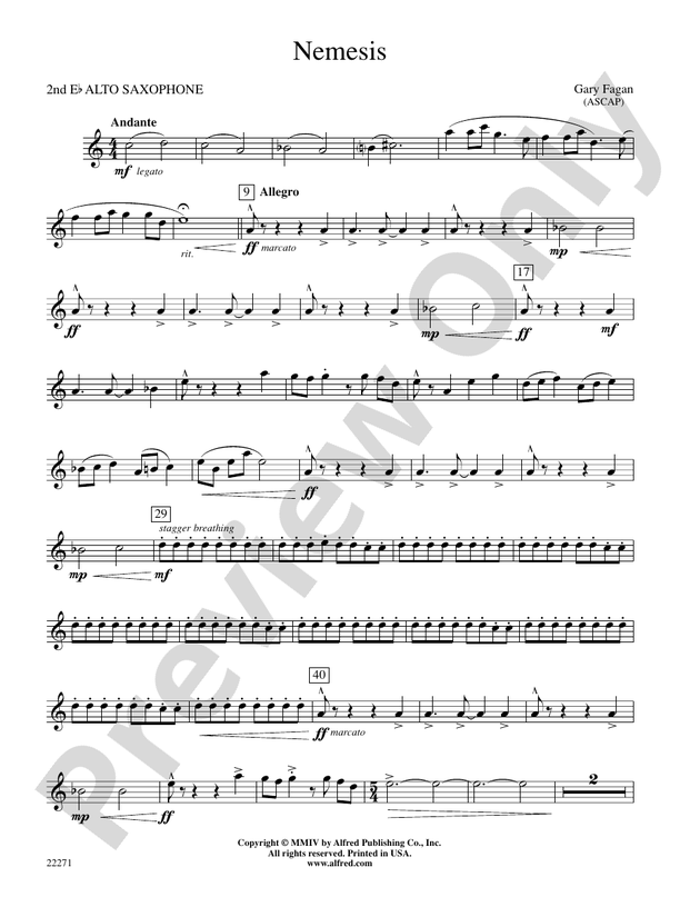 Nemesis: 2nd E-flat Alto Saxophone: 2nd E-flat Alto Saxophone Part - Digital Sheet Music Download