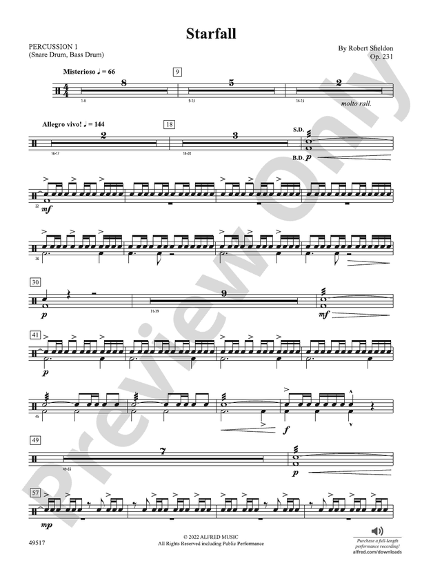 Starfall: 1st Percussion: 1st Percussion Part - Digital Sheet Music ...