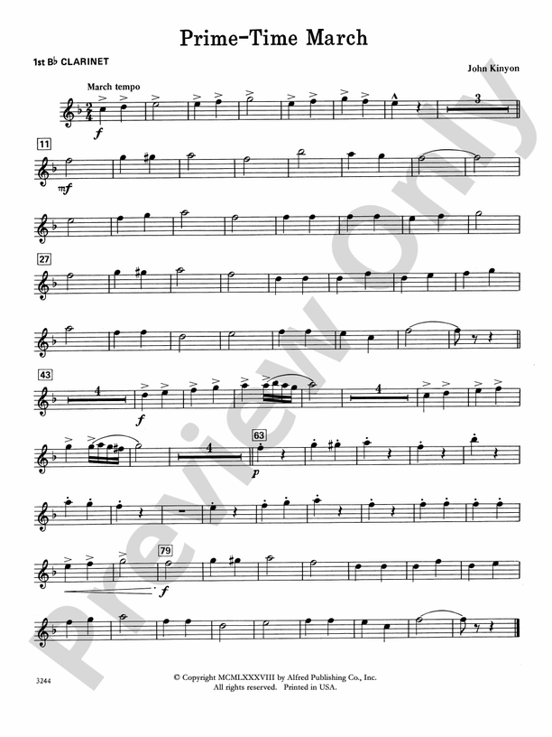 Prime-Time March: 1st B-flat Clarinet: 1st B-flat Clarinet Part ...