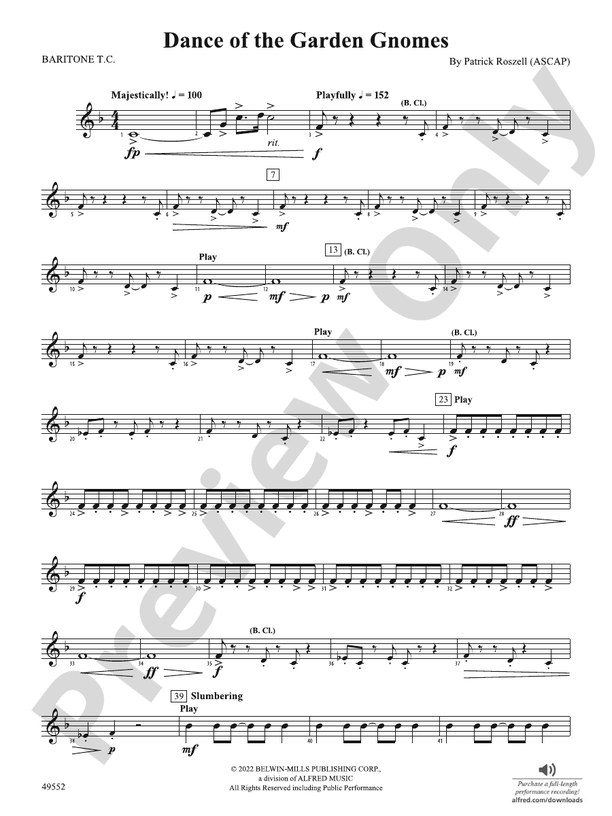 Dance of the Garden Gnomes: Baritone T.C.: Baritone T.C. Part - Digital ...