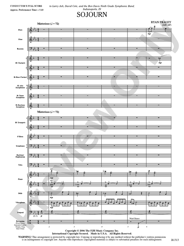 Sojourn: : Ryan Fraley - Digital Sheet Music Download