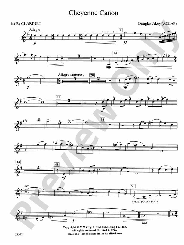 Cheyenne Cañon: 1st B-flat Clarinet: 1st B-flat Clarinet Part - Digital ...