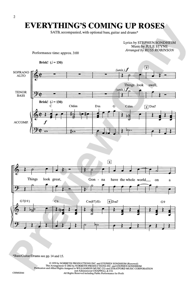 Everything's Coming Up Roses: SATB Choral Octavo: Jule Styne - Digital ...