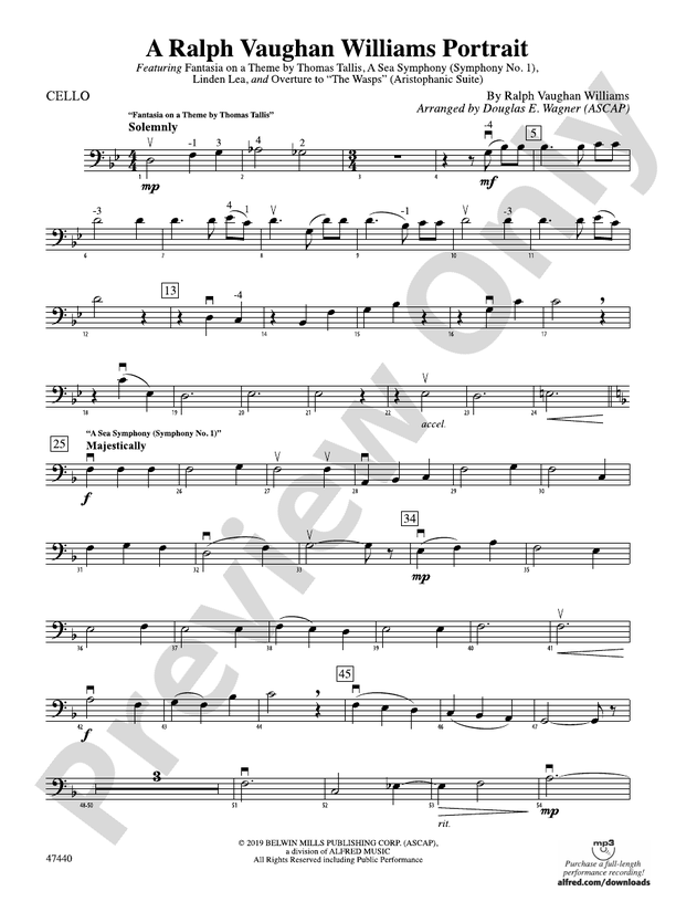 A Ralph Vaughan Williams Portrait: Cello: Cello Part - Digital Sheet ...