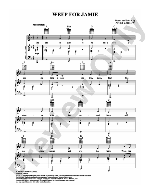 Weep for Jamie: Piano/Vocal/Chords: Peter, Paul & Mary - Digital Sheet ...