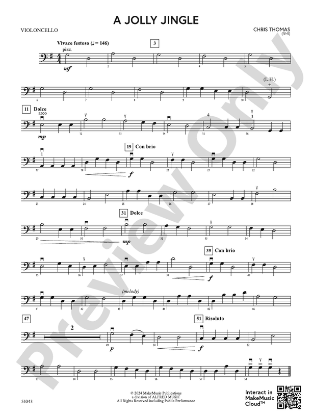 A Jolly Jingle: Cello: Cello Part - Digital Sheet Music Download