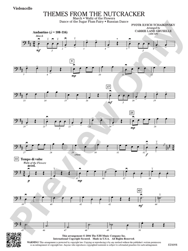 Themes from The Nutcracker: Violoncello: Violoncello Part: Pyotr Ilyich Tchaikovsky - Digital ...