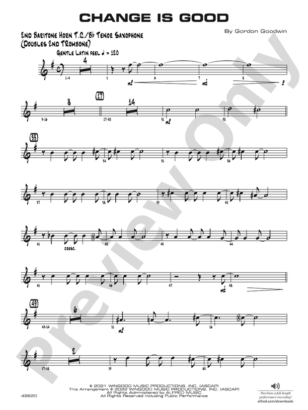 Change Is Good: 2nd Baritone T.C.: 2nd Baritone T.C. Part - Digital Sheet Music Download