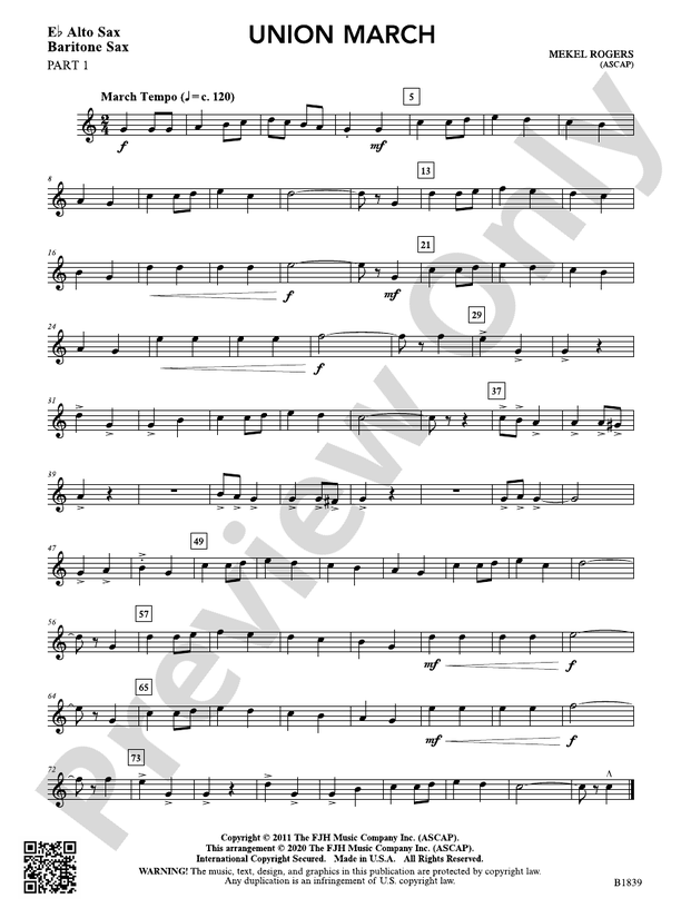 Union March: Part 1 - E-flat Instruments: Part 1 - E-flat Instruments ...