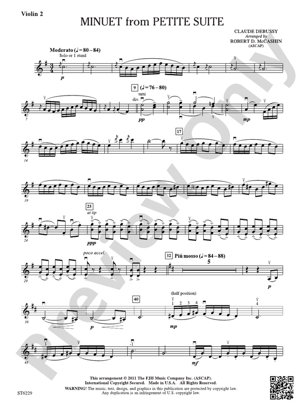 Minuet from Petite Suite: Violin 2: Violin 2 Part - Digital Sheet Music ...
