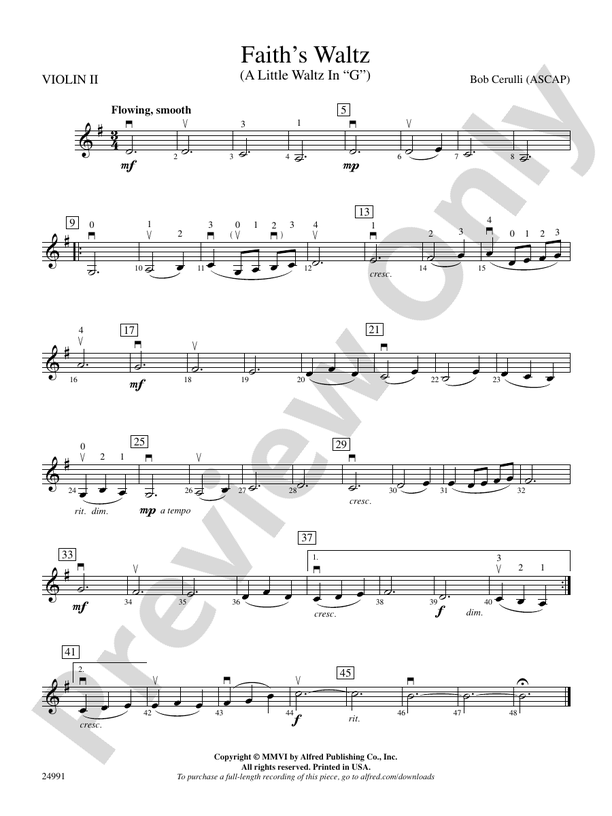 Faith's Waltz: 2nd Violin: 2nd Violin Part - Digital Sheet Music Download