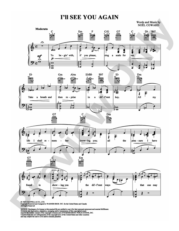 I'll See You Again: Piano/Vocal/Chords: Noel Coward - Digital Sheet ...