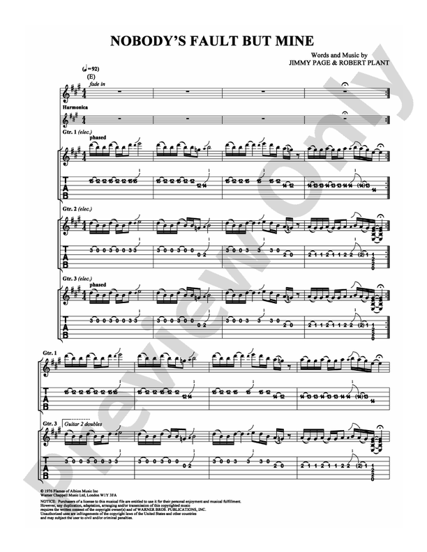 Nobody's Fault But Mine: Guitar TAB: Led Zeppelin - Digital Sheet Music ...