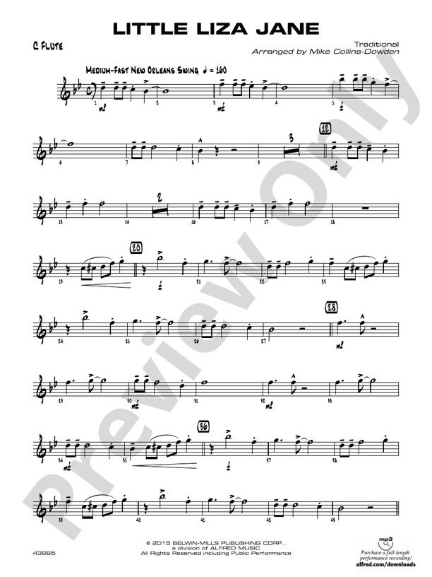 Little Liza Jane: Flute: Flute Part - Digital Sheet Music Download