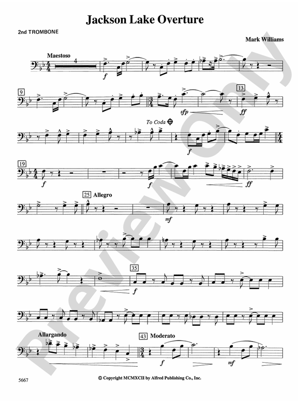 Jackson Lake Overture: 2nd Trombone: 2nd Trombone Part - Digital Sheet Music Download