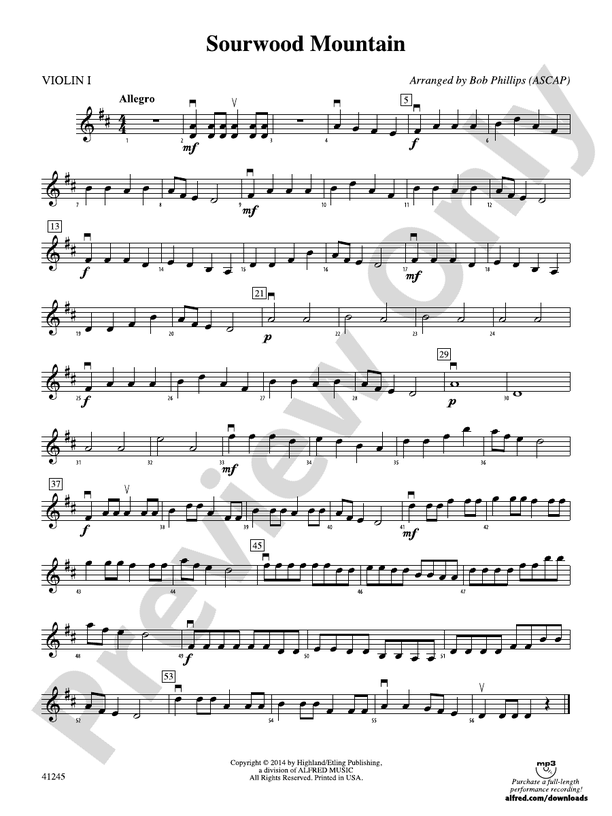 Sourwood Mountain: 1st Violin: 1st Violin Part - Digital Sheet Music ...