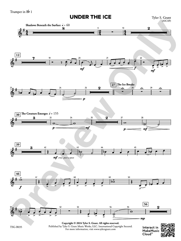 Under the Ice: 1st B-flat Trumpet: 1st B-flat Trumpet Part: Tyler S ...