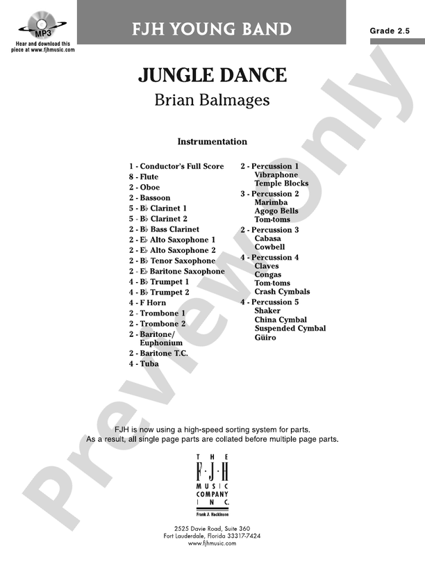 Jungle Dance: Score: Concert Band Score: Brian Balmages - Digital Sheet Music Download