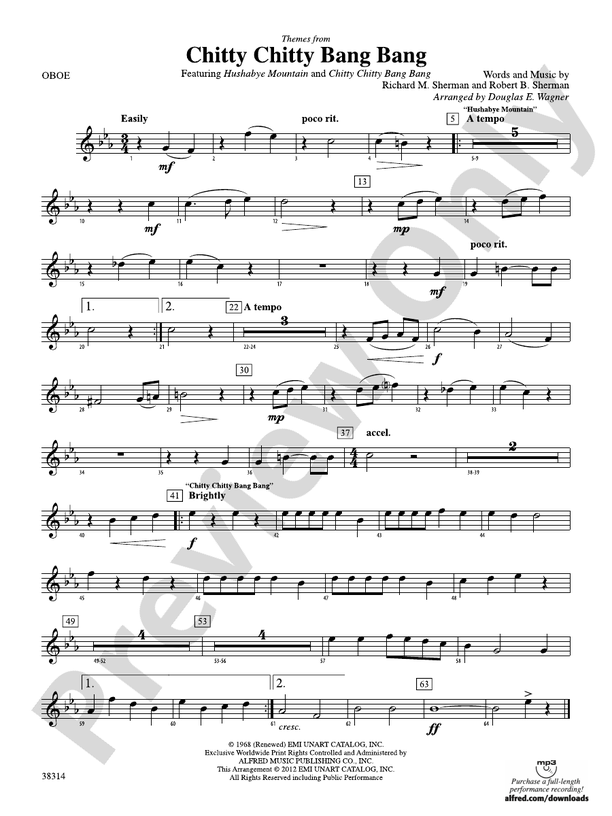 Chitty Chitty Bang Bang, Themes from: Oboe: Oboe Part - Digital Sheet ...