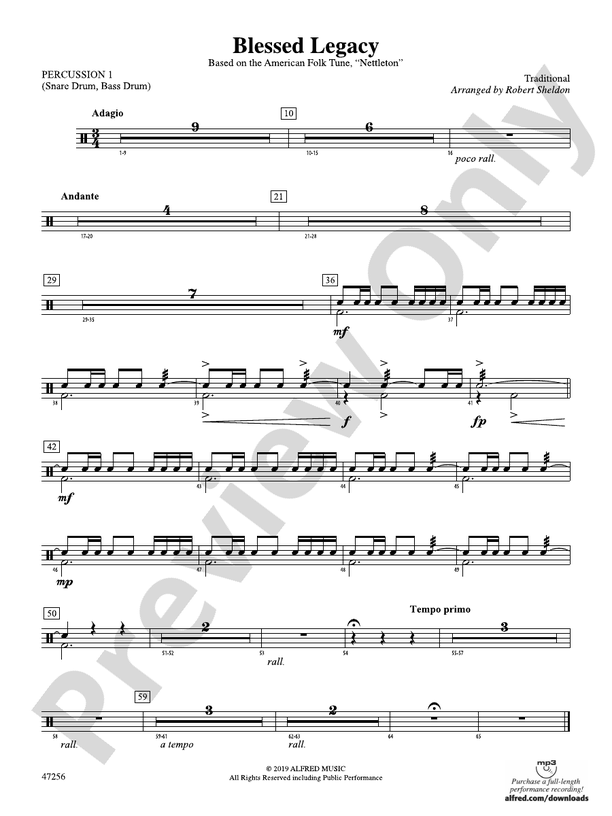 Blessed Legacy: 1st Percussion: 1st Percussion Part - Digital Sheet Music Download