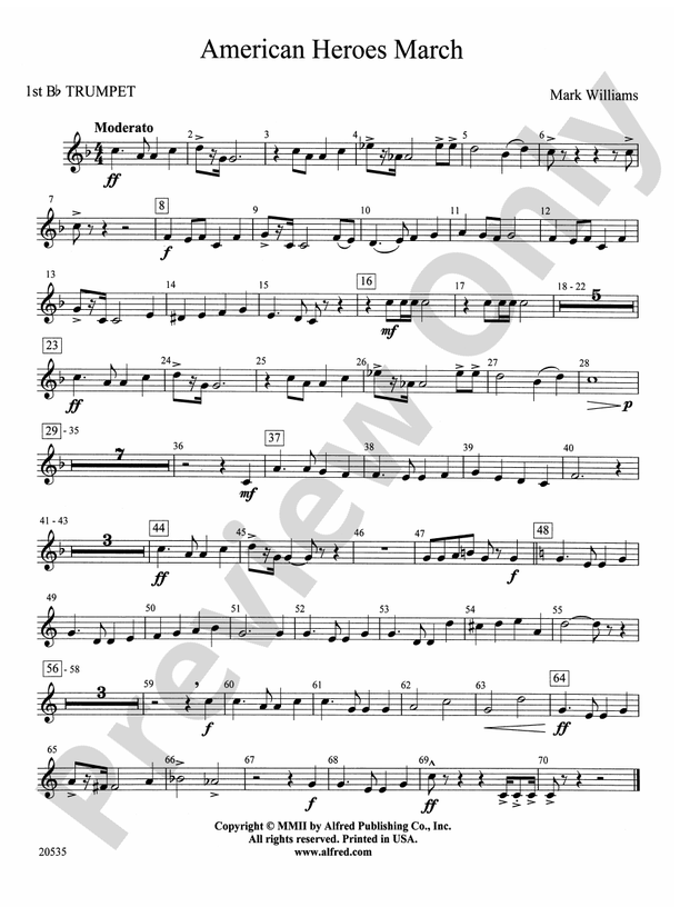 American Heroes March: 1st B-flat Trumpet: 1st B-flat Trumpet Part ...