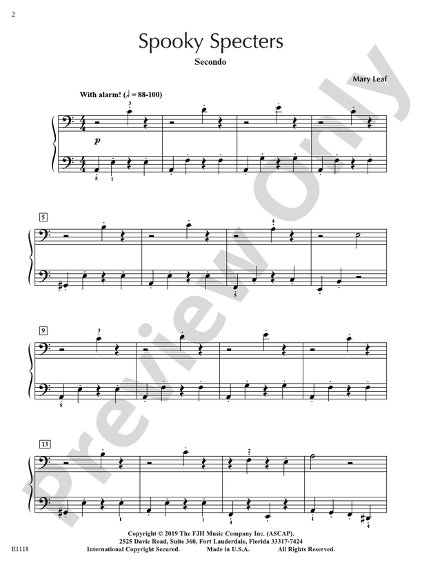 Spooky Specters: Piano: Mary Leaf - Digital Sheet Music Download