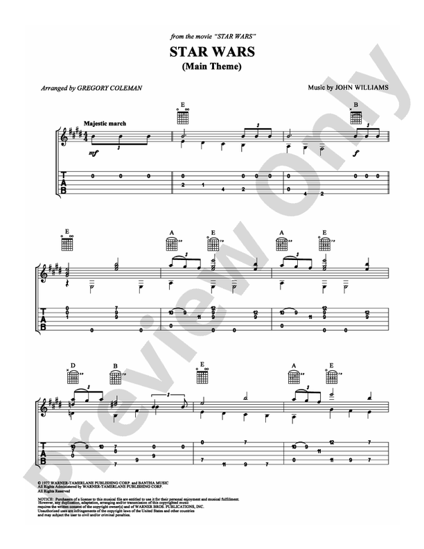 Star Wars (Main Theme): Guitar TAB: John Williams - Digital Sheet Music ...