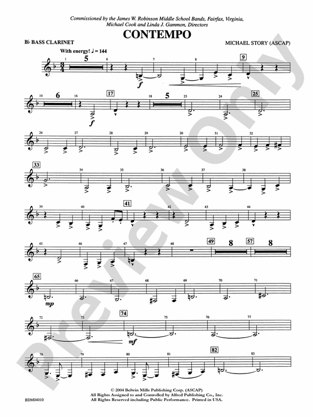 Contempo: B-flat Bass Clarinet: B-flat Bass Clarinet Part - Digital ...